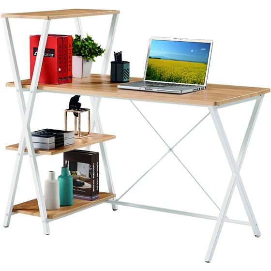 Γραφείο Βιβλιοθήκη ArteLibre Garrulus από MDF 120x65cm - Φυσικό/Λευκό ...