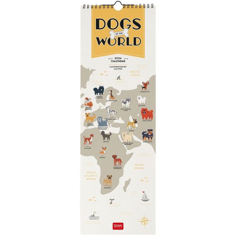 Ημερολόγιο Γραφείου Legami 2024 Μηνιαίο 12M Dogs Of The World 16 cm x ...