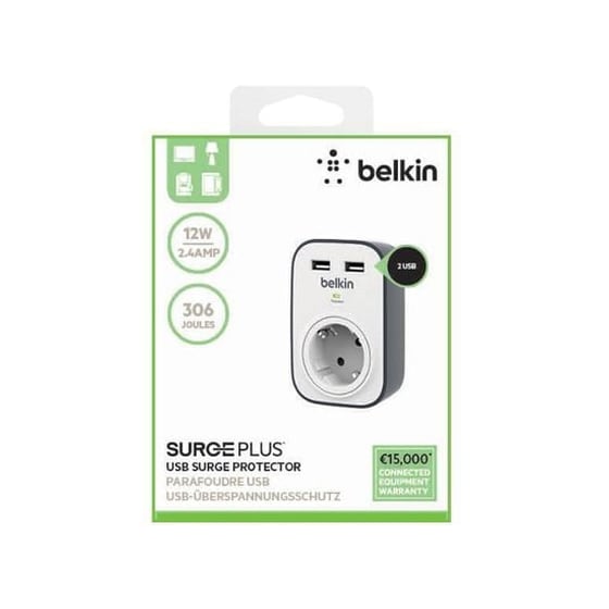 Μονόπριζο Ασφαλείας Belkin Surge Master BSV103VF & 2x Usb - Λευκό | Public