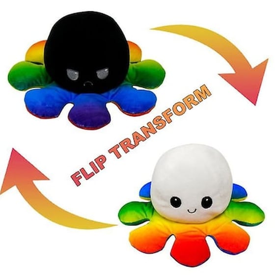 Reversible Octopus Plush, Double-sided Flipping Emotional Octopus Plush ...