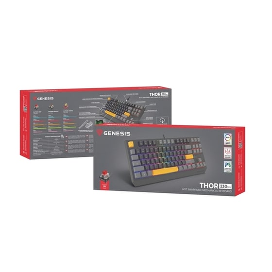 Genesis Thor 230 Gaming Πληκτρολόγιο TKL RGB Outemu Red διακόπτες Μαύρο ...