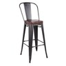 Σκαμπω Bar Μεταλλικo Με Πλατη Antique Black - Καθισμα Δερματινη Σκ.καφε ...