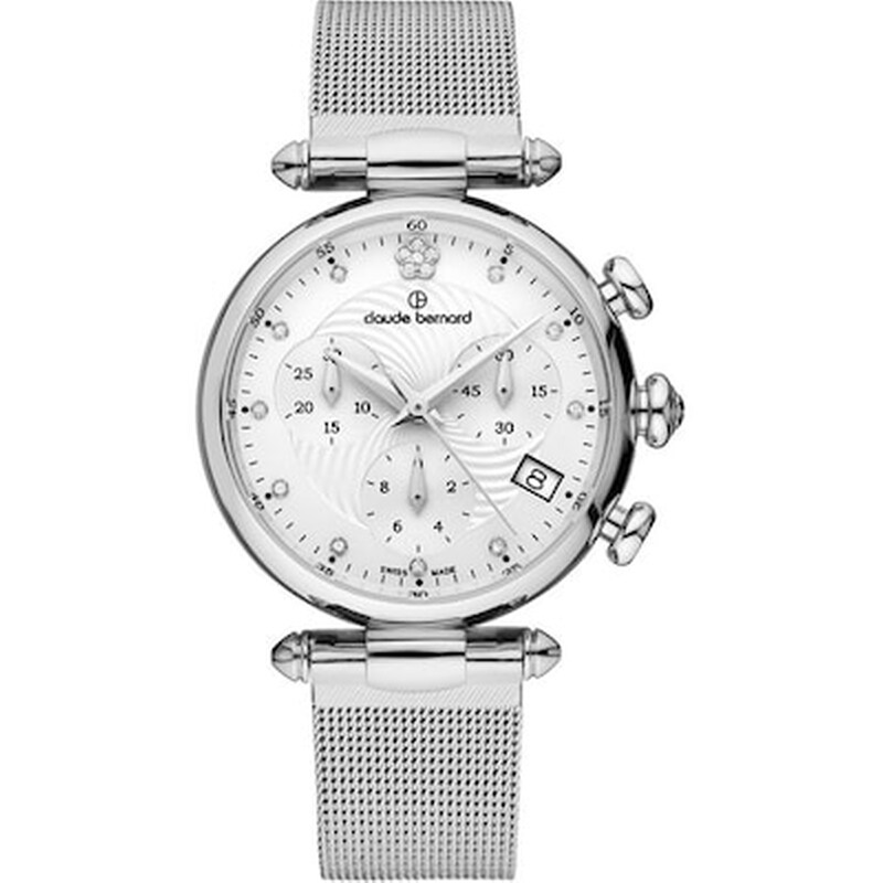 Claude Bernard Dress Code Crystals Chronograph Silver Stainless Steel ...